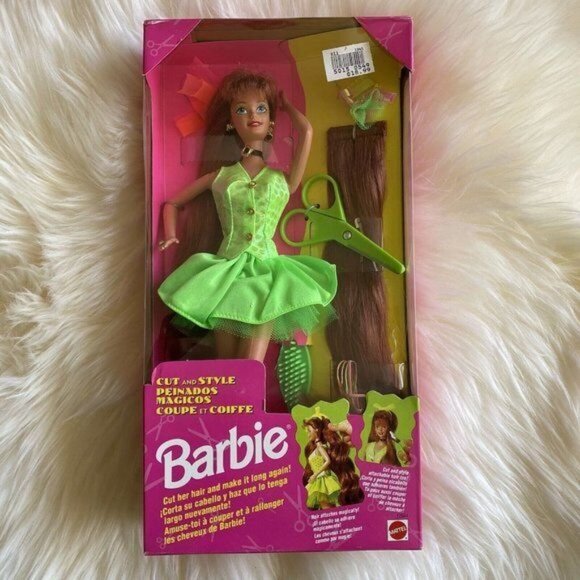 Barbie | Toys | Barbie 994 Cut N Style Doll Red Hair Green Dress Import ...